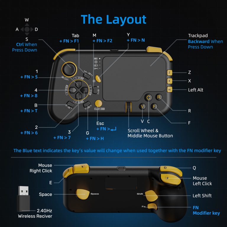 IFYOO GTP01 Wireless Gaming Touchpad Controller – Black & Yellow ...